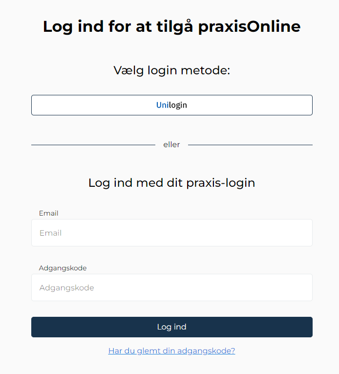 Log ind på praxisOnline