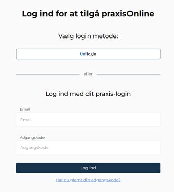 Log ind på praxisOnline
